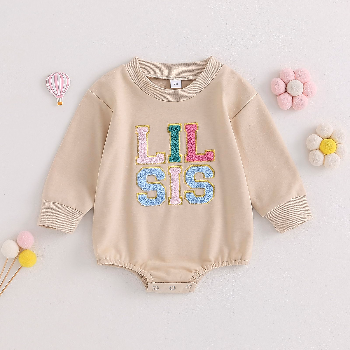 Twopumpkin Newborn Baby Toddler Girl Sweatshirt/Romper Onesie Little Big Sister Matching Outfit Fall Winter Clothes (Lil Sis Romper, 0-3 Months)