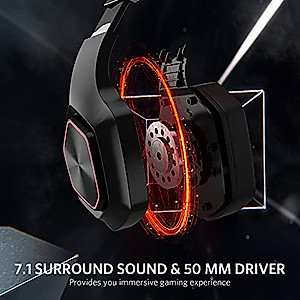 Fiodio 7.1 Surround Sound Gaming Headset with LED Effect, Stereo Headphones with Comfortable Ergonomic Earmuff and Microphone