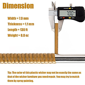 Laphivieh 130 Ft Light Wood Grain Plastic Wicker Repair Kit with Stainless Steel Weaving Tool, Plastic Rattan Material for Patio Rattan Furniture Repair Replacement Supplies