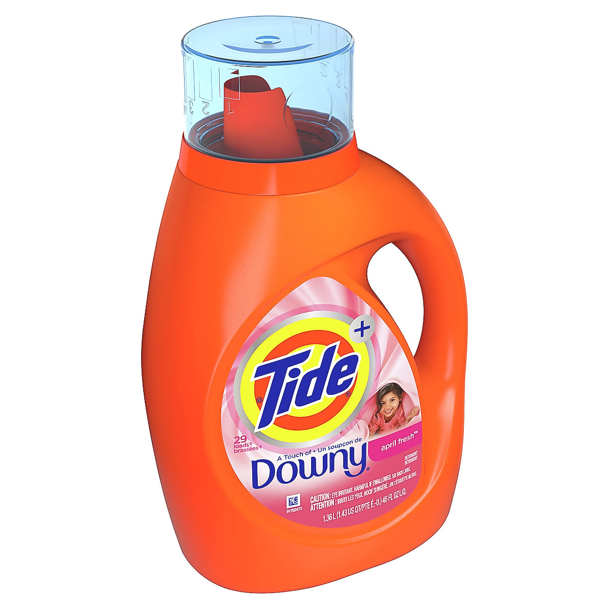 Tide Plus Downy Laundry Detergent Liquid Soap, April Fresh, 46 Fl Oz 29 Loads, 46 Fl Oz