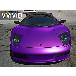 Purple Satin Chrome Vinyl Wrap Stretch Conform DIY Easy to Use Air-Release Adhesive (1.5ft x 5ft)