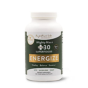 Mighty Maca Energize Capsules for Women - Restorative Superfood Mix by Physician Dr. Anna Cabeca, Plant-Based Superfood Nutrition Supplement for Women, Restorative Superfood Mix, Maca Root Capsules