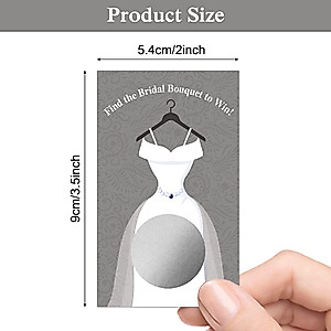 Haizct 50 Pack Wedding Dress Bridal Shower Scratch Off Game Cards for Country Wedding, Bridal Shower, Bridal Lottery Tickets, Wedding Shower Ideas (Find the Bridal Bouquet to Win)