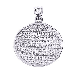 Religious Jewelry 925 Sterling Silver Two Sided Guardian Angel Charm Pendant