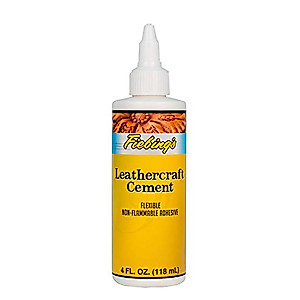 Fiebing's Leathercraft Cement - Leather Glue (4oz) - Quick Drying, High Strength, Flexible Adhesive w/Permanent Bonding for Craft or Repair for Leather Jackets, Shoes, Wallets, Furniture - Non-Toxic