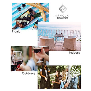 Samola Drinkware Unbreakable Shatterproof Wine glasses set of four indoor outdoor party picnic pool use acrylic BPA free | 12oz