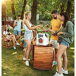 Miller Lite Retro Ice Chest Cooler with Bottle Opener 13L (14 qt), 18 Can Capacity, Blue and Red, Vintage Style Ice Bucket for Camping, Beach, Picnic, RV, BBQs, Tailgating, Fishing