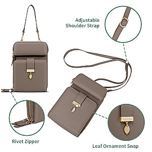 Crossbody Bags Wallet for Women with RFID Blocking and Enough to Fit Most Smartphones (Beige)