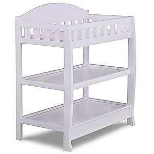 Delta Children Infant Changing Table with Pad, White and Waterproof Baby and Infant Diaper Changing Pad, Beautyrest Platinum, White