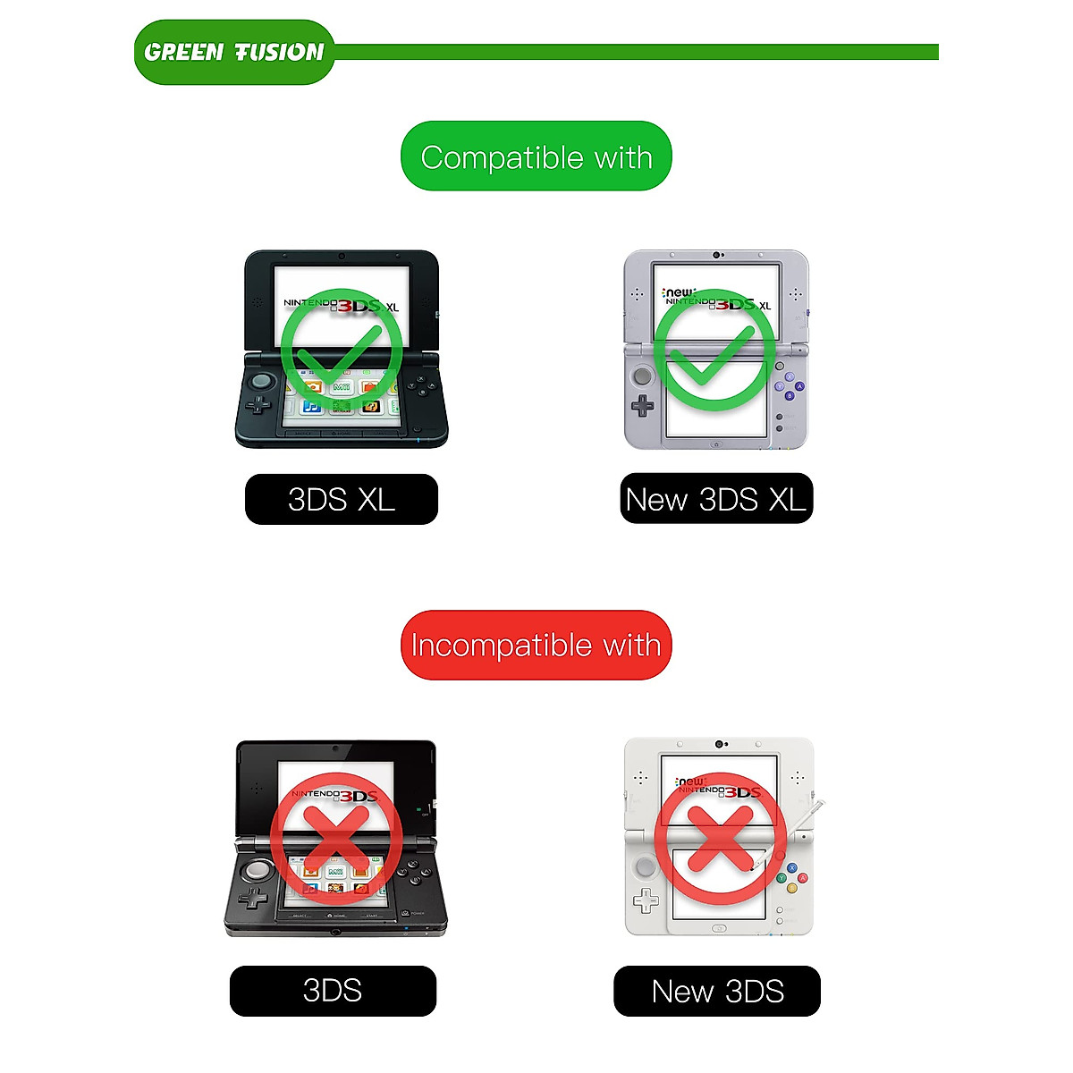 GREEN FUSION for 3DS XL & New 3DS XL Battery Replacement, 1750mAh SPR-003 Battery for Nintendo 3DS XL/New 3DS XL (Not for 3DS/New 3DS) with Repair Toolkit