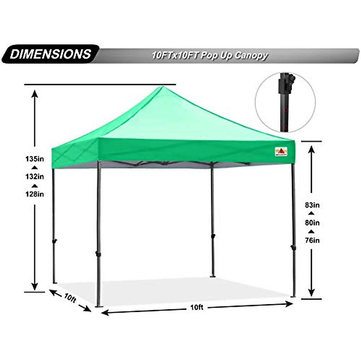 ABCCANOPY Patio Pop Up Canopy Tent 10x10 Commercial-Series (Kelly Green)