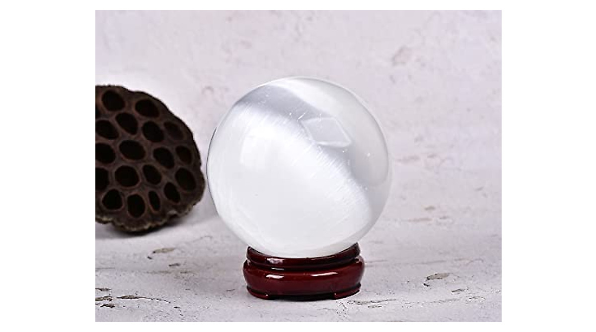 Selenite Crystal Sphere for Healing, Meditation & Home Decor