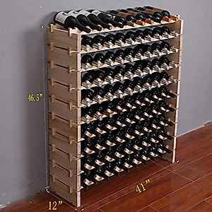 fdjamy Wine Rack Cabinet Freestanding for Floor Wooden Stackable Storage Modular countertop Wood Wine Holder (100bottle)