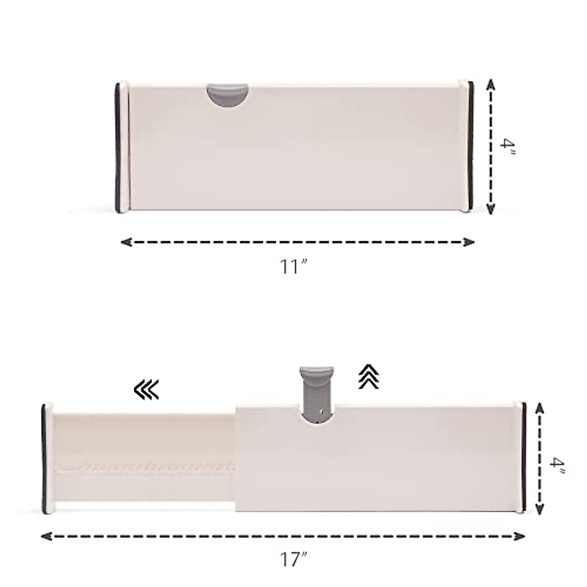 DIOMMELL 4 Pack Adjustable Dresser Drawer Dividers Organizers, Plastic Expandable Drawer Organization Separators for Kitchen, Bedroom, Closet, Bathroom and Office Drawers