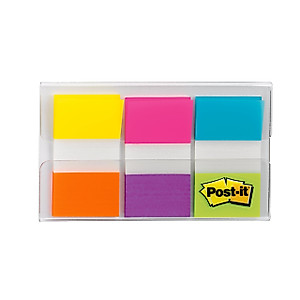 Post-it Flags, 60/On-the-Go Dispenser, .47 in Wide, Alternating Electric Glow Collection (680-EG-ALT)