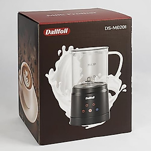 Dallfoll Milk Frother, 4-in-1 Milk Frother and Steamer Electric, Visualized Glass Design, 13.5oz/400ml Hot and Cold Milk Foam Maker for Coffee, Latte, Cappuccino Silent Operation, Automatic off