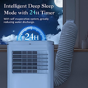 10000 BTU Portable Air Conditioner for Cool Up to 350 Sq.Ft. Large Room, LifePlus 3 In 1 Portable AC Unit w/Dehumidifier & Fan, Auto Swing, 24H Timer & Window Ventilation Kit, Low Noise for Bedroom