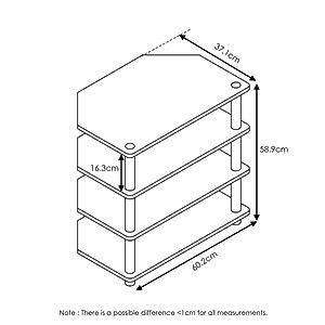 Furinno Turn-N-Tube Easy Assembly 4-Tier Petite Entertainment Center / TV Stand / TV Unit / TV Desk, Blackwood