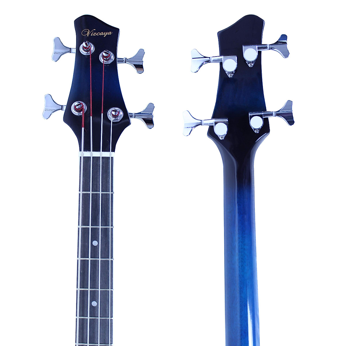 Vizcaya Full Size 4 Strings Cutaway Acoustic-Electric Bass Guitar With 4-Band Equalizer,5mm Padding Gig Bag,Strap, Picks-Blue