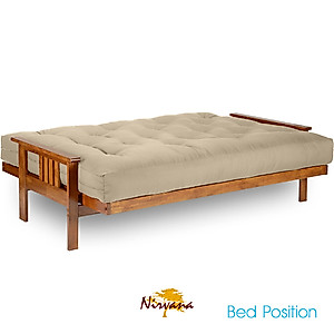 Nirvana Futons Stanford Futon Set - Full Size, Frame, 8" Twill Khaki Mattress