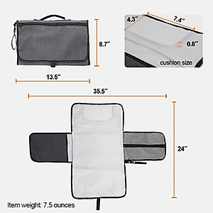 Portable Diaper Changing Pad, Upgrade Waterproof Foldable Changing Mat with Head Cushion and Pockets Baby Infants Changing Station for Travel and Outside by Homegician