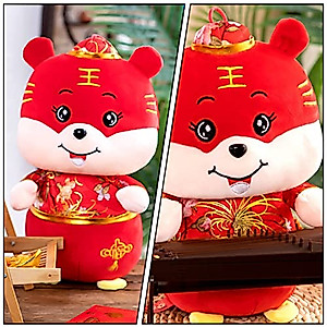 Cabilock 2pcs Suit Toy: Goodie Animal with Decorative Adorable Zodiac Festival Year New for Kids Bedroom Toy Bag Plush of Fluffy Ornament Decoration Doll Design Blessing Decor