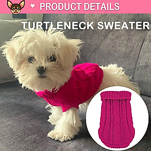 Kallfir's cutie XXS Dog Sweater, 2 Pieces Turtleneck Knitted Chihuahua Sweater Yorkie Teacup Dog Clothes Small Dogs Girl Winter Warm Sweaters Pet Cat Sweater Cold Weather Puppy Clothes XX-Small