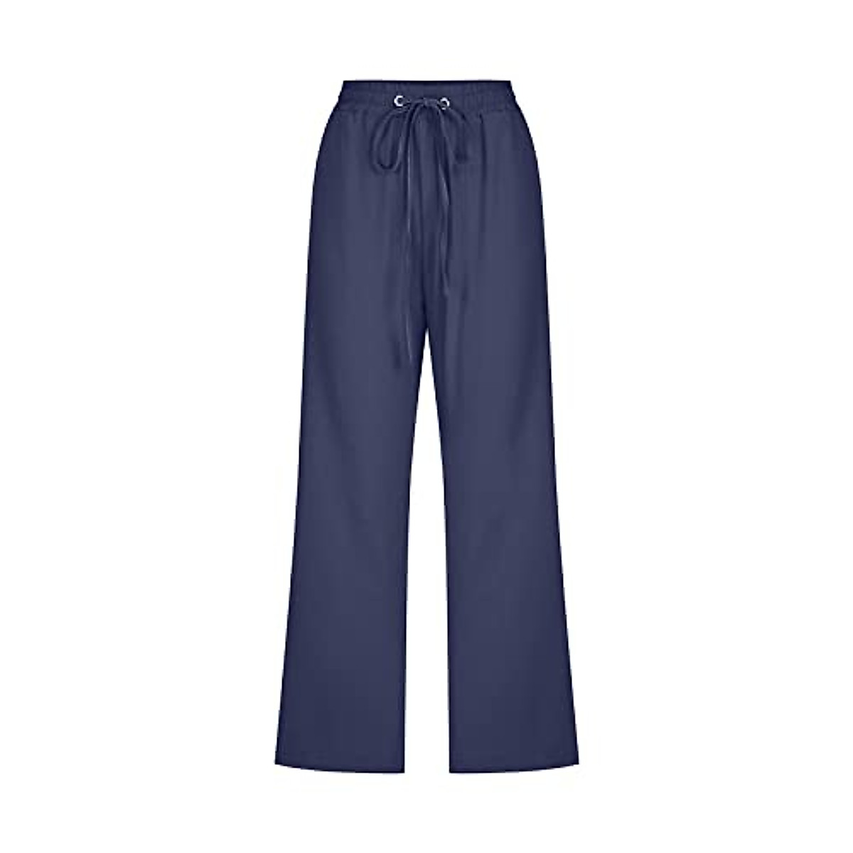 Bootcut Yoga Pants for Women Capri Pants Casual 2023 Summer Drawstring Elastic High Waist Linen Pant Straight Wide Leg Cropped Trouser