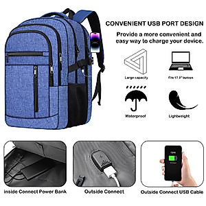 Lapsouno 17 inch laptop backpack, Extra Large Travel Backpack, Business TSA Backpack with USB Port Durable Water Resistant Anti-Theft College School Bag Christmas Gift for Men Women, Black