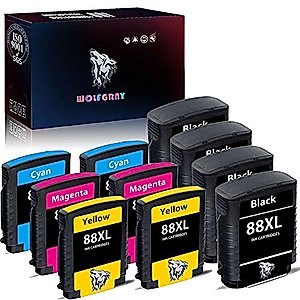 Wolfgray 88XL Ink Cartridge Compatible for HP 88XL 88 XL Ink Cartridge for HP Officejet Pro K5400 K550 K8600 L7480 L7550 L7580 L7590 L7650 L7680 L7750 L7780 Printer(4Black 2Cyan 2Magenta 2Yellow)
