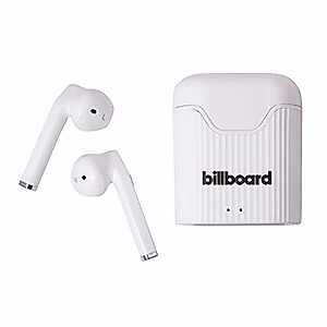 Billboard Bluetooth 5.0 True Wireless Stereo Earbuds with Charging Case, White/Gray (BB2808)