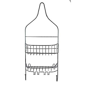 Uniware Chrome Shower Caddy w/Two Baskets & Hooks, 9.5x4.1x21.5-Inches