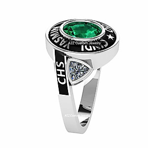 A2Z CUSTOM JEWELRY Girl Ladies Women’s Personalized Class Ring for High School College University Graduation Ceremony Gift - Customizable 2024-2025 - Sterling Silver (Titan Lisbon)