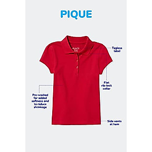 The Children's Place Baby Girls and Toddler Girls Short Sleeve Pique Polo, Ruby, 5T