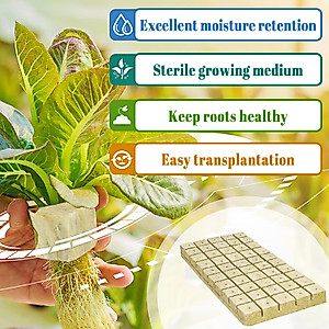 Legigo 1 Inch Rockwool Cubes Seed Starter Grow Cubes for Hydroponics, Rock Wool Planting Cubes Clone Cubes Soilless Cultivation Hydroponics Pods for Garden Plants Germination (2 Sheet, 100 Plugs)