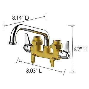 Design House 558049 Ashland Laundry Tub Faucet, Brass, 8-12", Polished Chrome