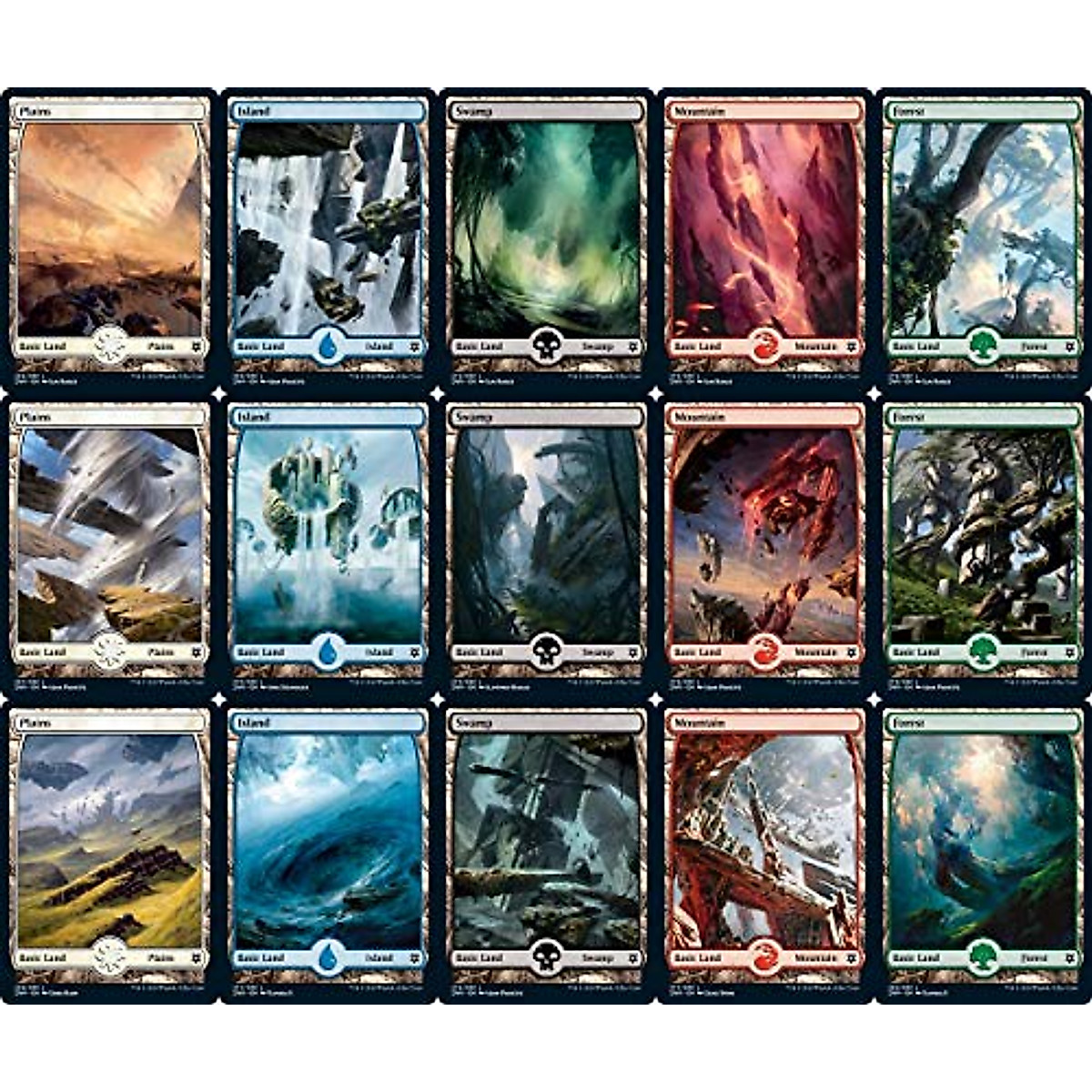 Magic: the Gathering - Zendikar Rising Full Art Basic Land Set (1each of 15)