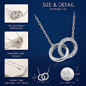 GELVTIC 925 Sterling Silver Necklaces for Women Fashion Dainty Pendant Necklace 18K White Rose Gold Plated Necklace CZ Jewelry Simple Trendy Rhinestone Necklaces Valentine Christmas Gift for Mother Mom Best Friend Bridesmaid,18” (07-Silver)