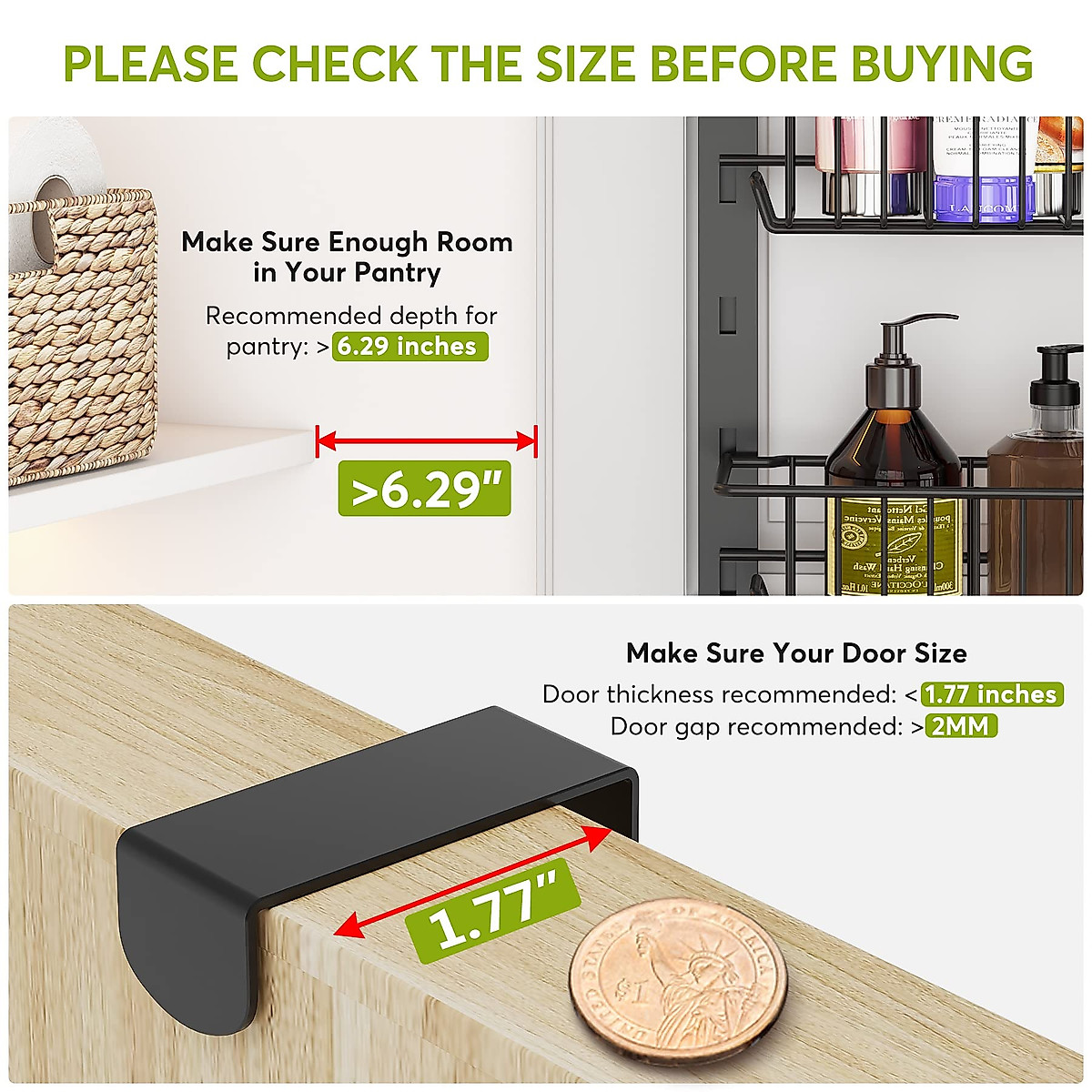 1Easylife Over the Door Pantry Organizer, 8-Tier Adjustable Baskets Pantry Organization and Storage, Metal Door Shelf with Detachable Frame, Space Saving Hanging Spice Rack for Kitchen Pantry Bathroom