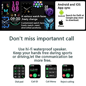 KR06 Sports Smart Watch 1.8 Inch Bluetooth Call Music Play Voice Assistant Health Monitor Multi Sports Modes Fitness Tracker (Black)