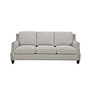 Amazon Brand – Stone & Beam Hina Classic Sofa Couch with Nailhead Trim, 87"W, Cream