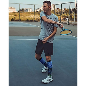 Double Couple 7 Pairs Copper Compression Socks for Men Women 20-30 mmHg Knee High Stockings