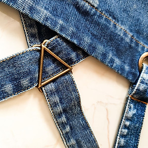 Miiinaps Blue Denim Apron With Pockets - Jean Work Apron for Women and Men, Plus Size Hair Stylist Apron - Washing Style | Adjustable XXL (Denim Blue)