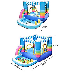 Children's Inflatable Castle Rainbow Inflatable Trampoline Indoor Mini Castle Children's Playground Kindergarten Indoor and Outdoor Toy Playgroundcolors, 290X200X
