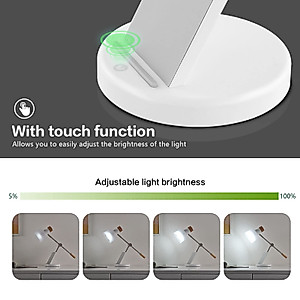 DAUH LED Desk Lamp, Desk Lights for Home Office, Desk Lamp with 15W Wireless Charger, 180° Adjustable Touch Lamp, Applicable to Bedroom Bedside Office Study, 7W, 6500k