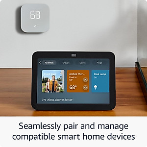 Echo Show 8 (3rd Gen, 2023 release) + Alexa Emergency Assist Monthly (auto-renewal) | With Spatial Audio and Smart Home Hub | Glacier White