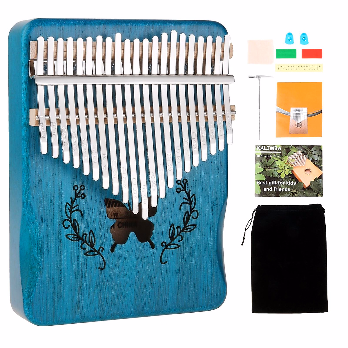 Lemfema Kalimba 21 Keys, Portable Kalimba Thumb Piano, Finger Piano Kalimba 21 Keys, Thumb Piano for Kids and Adults Beginners(Blue)