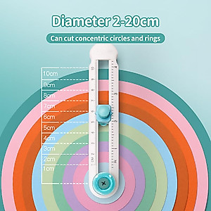 Circle Cutter, Kaluofan Mini Circle Cutters for Crafts, Adjustable Any Size 2-20CM DIY Circular Paper Cutter Multi-Purpose, Circle Cutter Paper with Bottom Blade Guard, Easy Operation, Smooth Cutting