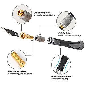 EHDIS Precision Hobby Knife Set Utility Craft Knife Kit with 10PCS Blades for Art, Working-Stencil, Scoring, Scrapbooking, Architecture Modeling, Crafting, Precision Knife-Grey