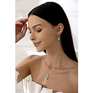 CHAULRI Sleeping Beauty Turquoise Pendant Necklace 910mm Round 18K Gold Plated 925 Sterling Silver – December Birthstone Birthday Gift Something Blue Wedding Gift Anniversary Jewelry Gifts for Women